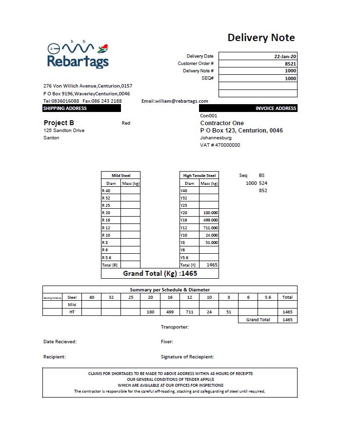 Reports - Rebar Tags